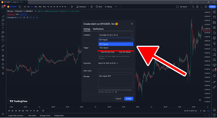 Configure Alerts on TradingView – GainzAlgo