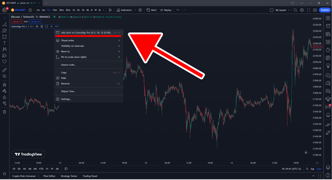 Configure Alerts on TradingView – GainzAlgo